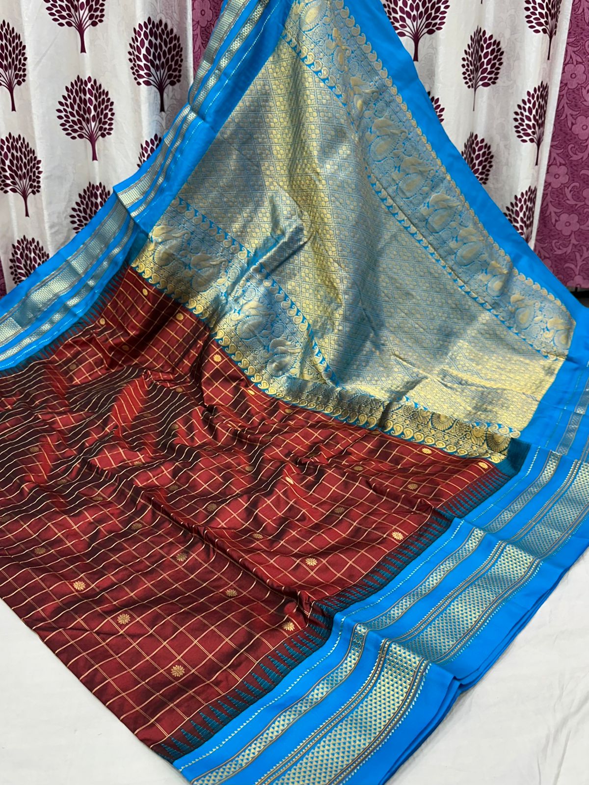 Pure Silk Checks Irkal Saree – Satyam Paithani